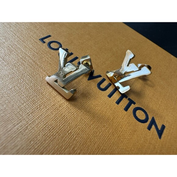 Louis Vuitton | Jewelry | Louis Vuitton Lv Minimalist Logo Stamped Gold ...